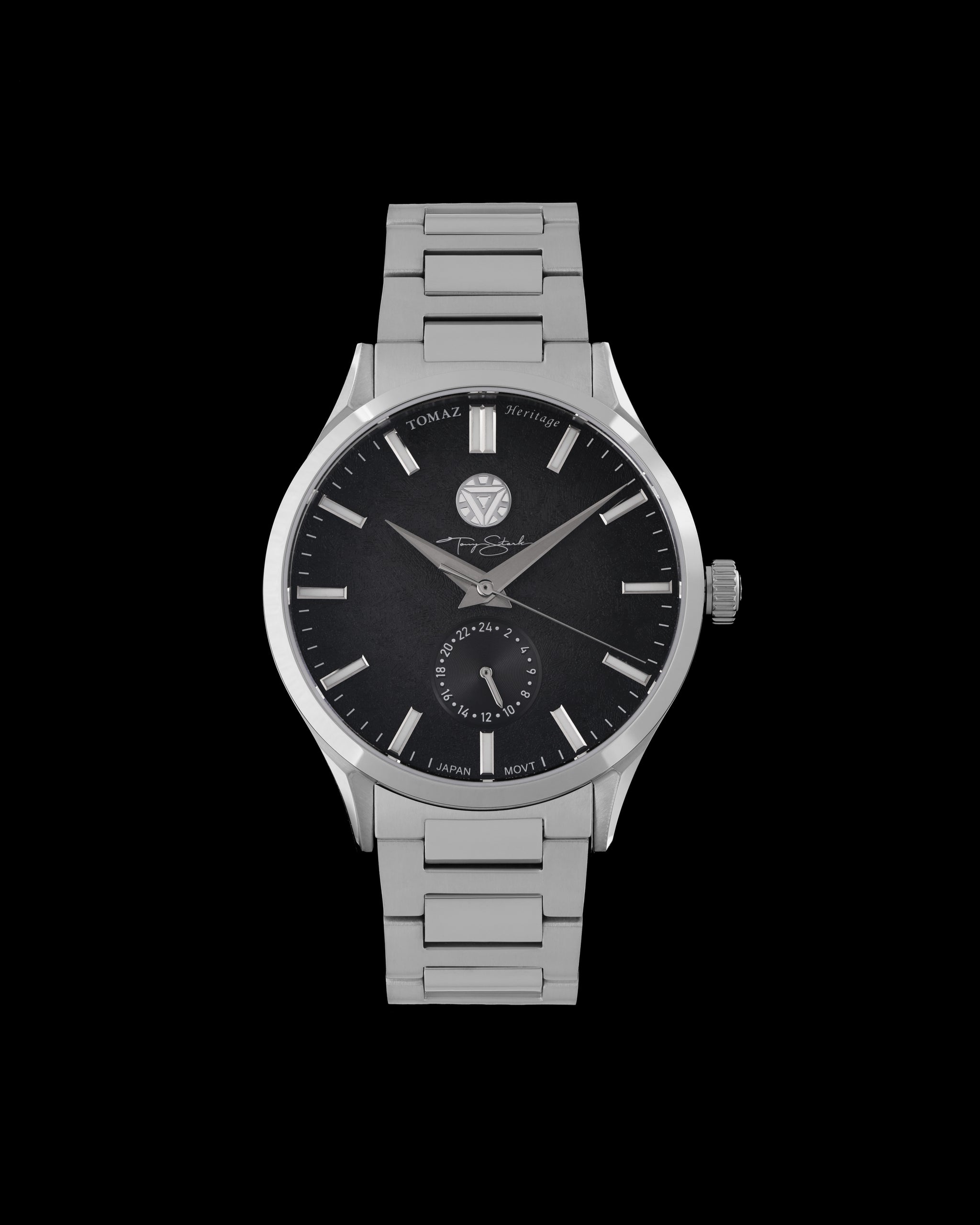 Marvel Tony Stark TQ056-AD1 (Black/Silver) with Silver Stainless Steel