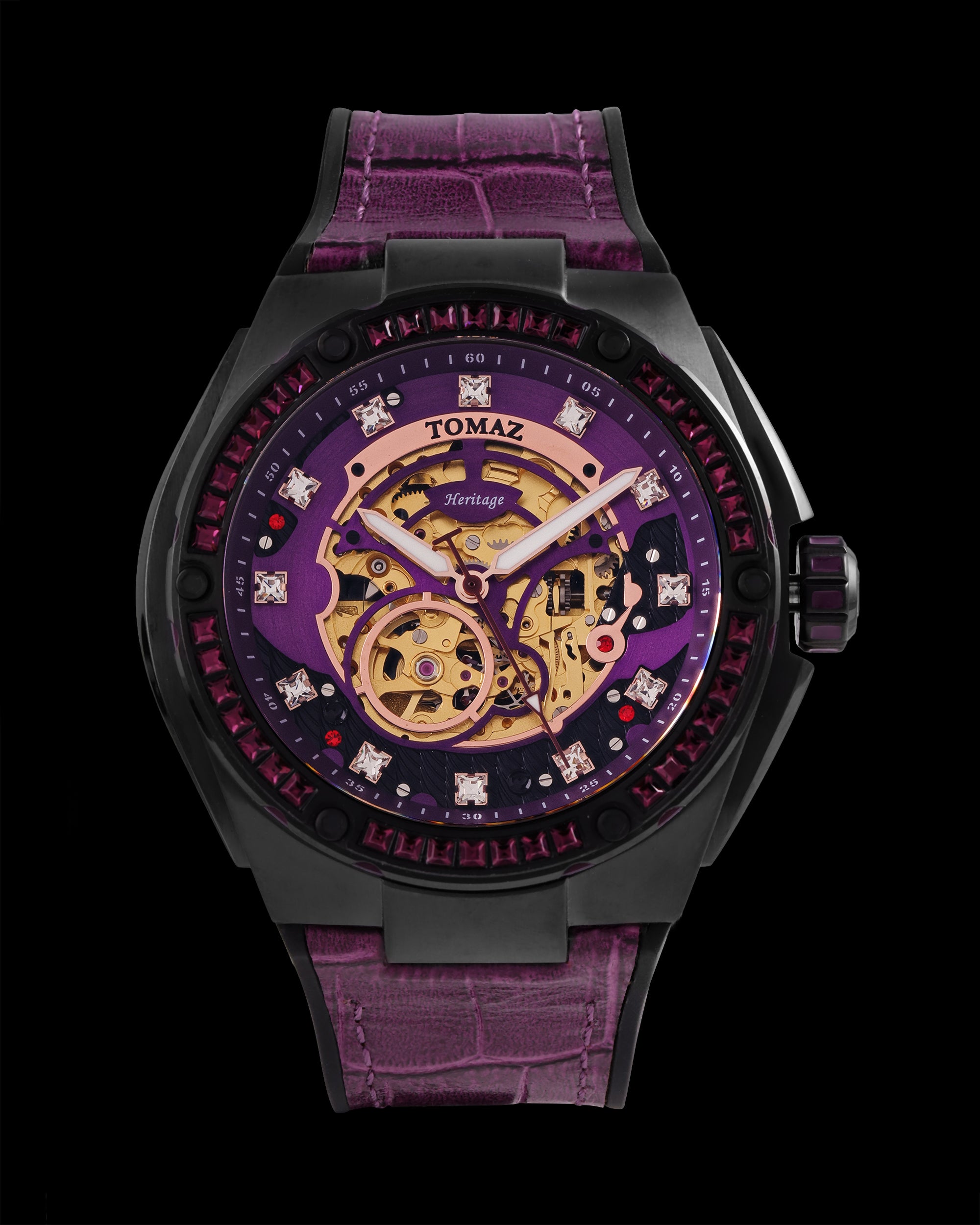 Xavier XL TW033-D2 (Black/Purple) with Purple Swarovski (Purple Bamboo